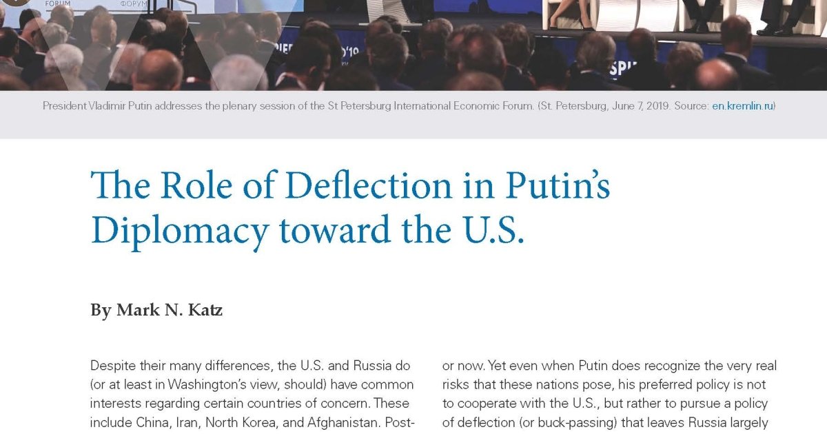 Kennan Cable No. 71: The Role of Deflection in Putin’s Diplomacy toward ...
